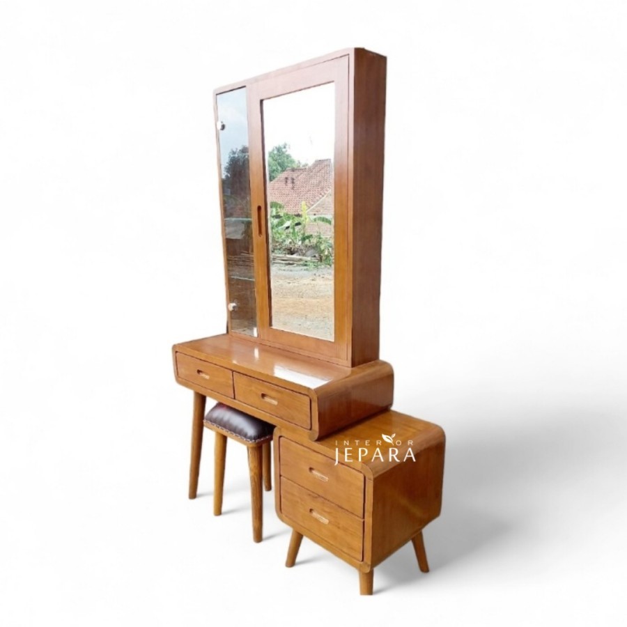 Jual Meja Rias Retro Bahan kayu Jati Ambalan Kaca | Shopee Indonesia
