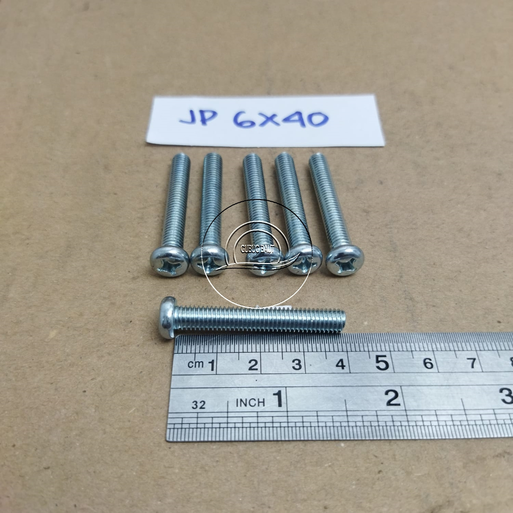 Jual BAUT JP M6 X 40 PAN HEAD SEKRUP M6X40 PANJANG 4CM 4 CM 6X40 5 X 40 MM OBENG PLUS SKRUP ...