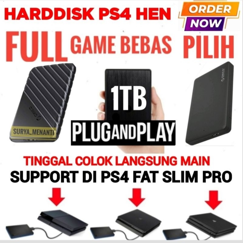 Jual HARDISK PS4 HEN 1TB PLUG AND PLAY HDD GAME EKSTERNAL HARDDISK ...