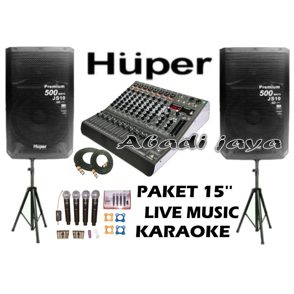 Jual PAKET SOUND SYSTEM HUPER JS10 15 INCH MIXER 8 CHANNEL 4 MIC ...