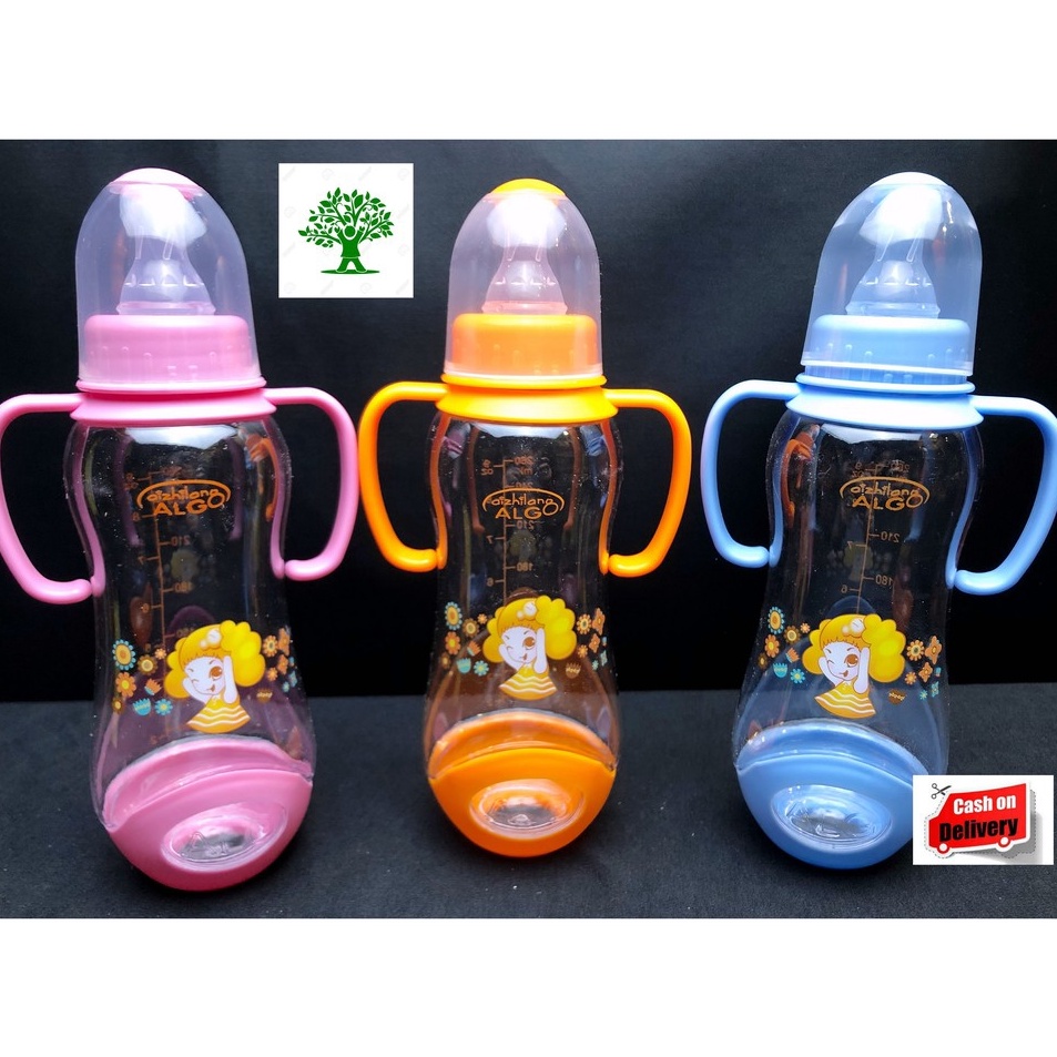 Jual Harga Irit ALGO Botol Susu Dengan Pegangan Grip Pelindung Alas Botol 26ml Umur 6 Bulan ...