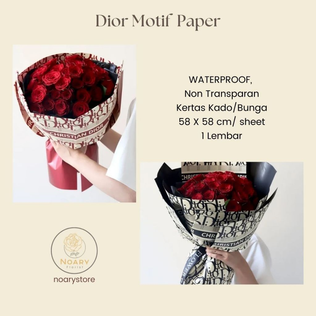 Jual DIOR MOTIF PAPER / Flower Wrapping / Cellophane | Shopee Indonesia
