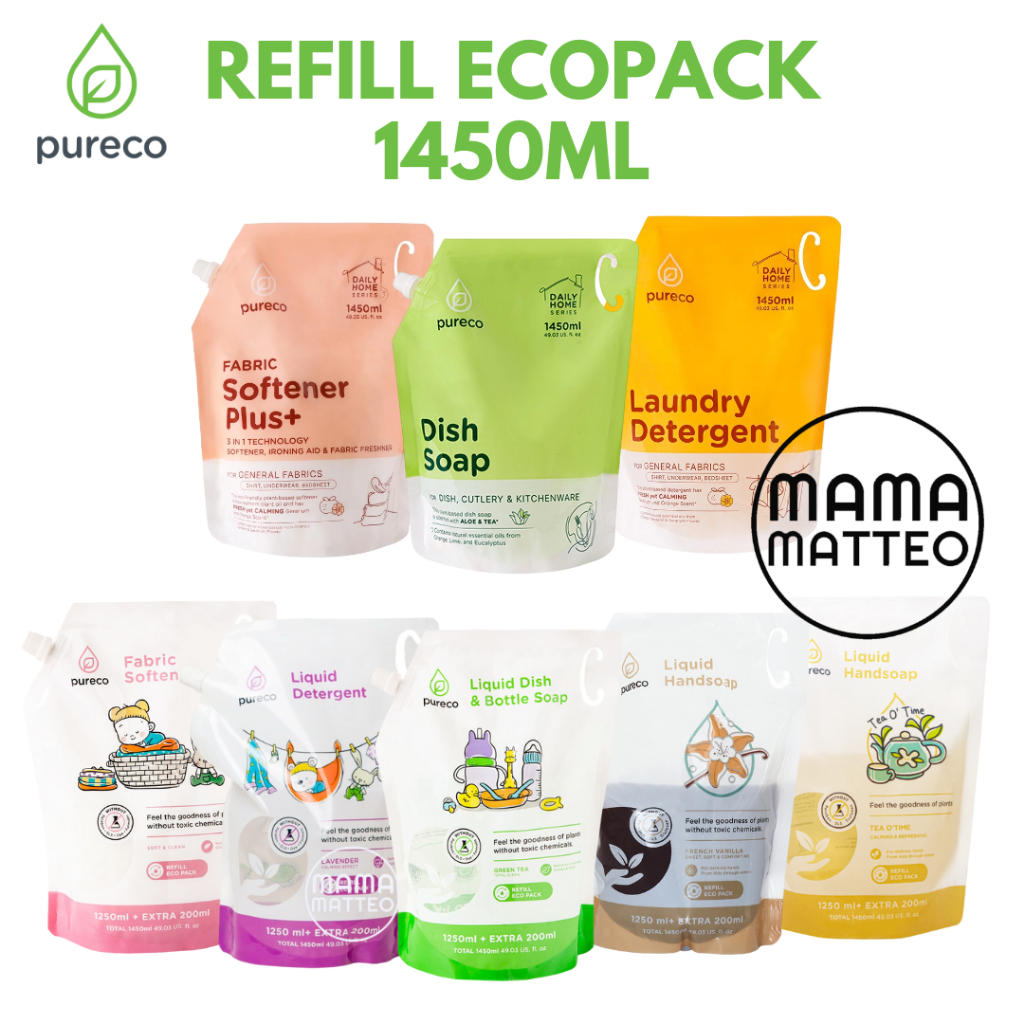 Jual Pureco Liquid Detergent Detergen / Dish Bottle Soap / Softener 1450ml / Sabun Handsoap ...