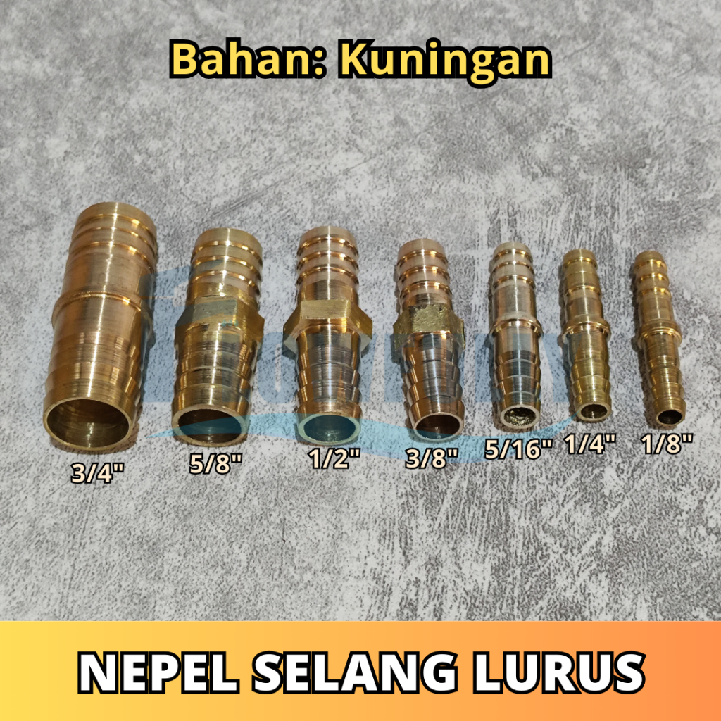 Jual NEPEL NEPLE SELANG KUNINGAN SAMBUNGAN LURUS HOSE NIPPLE 1/4 5/16 3 ...