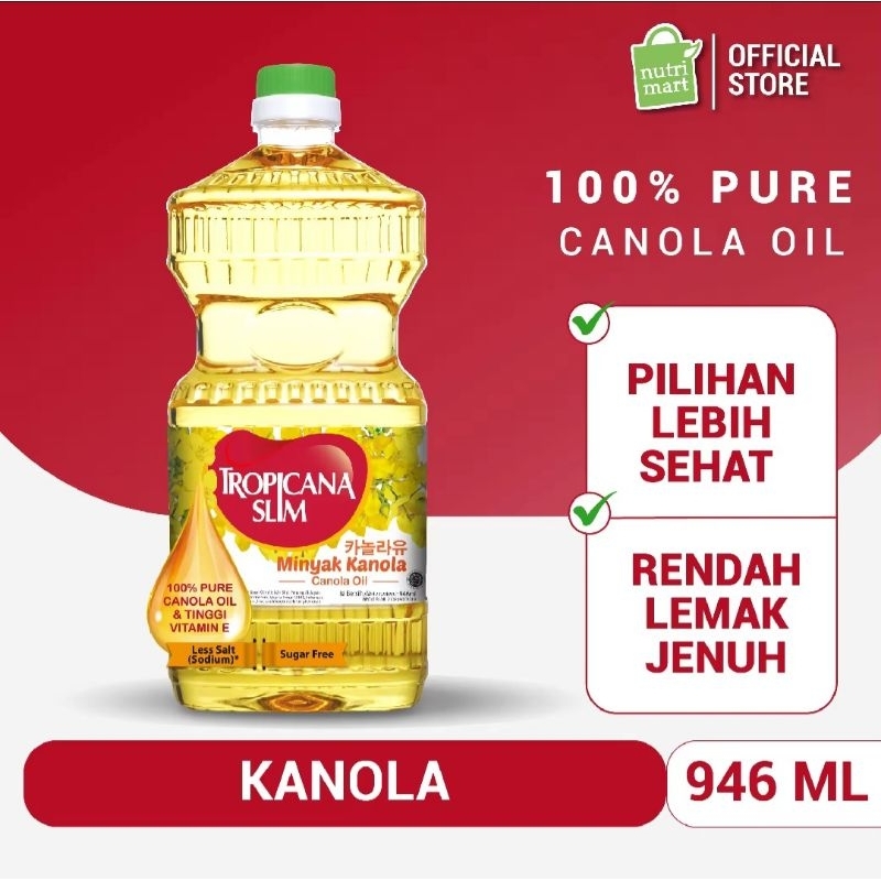 Jual Tropicana Slim Minyak Kanola 946ml - Minyak Goreng 100% Pure Canola Oil Lebih Sehat ...