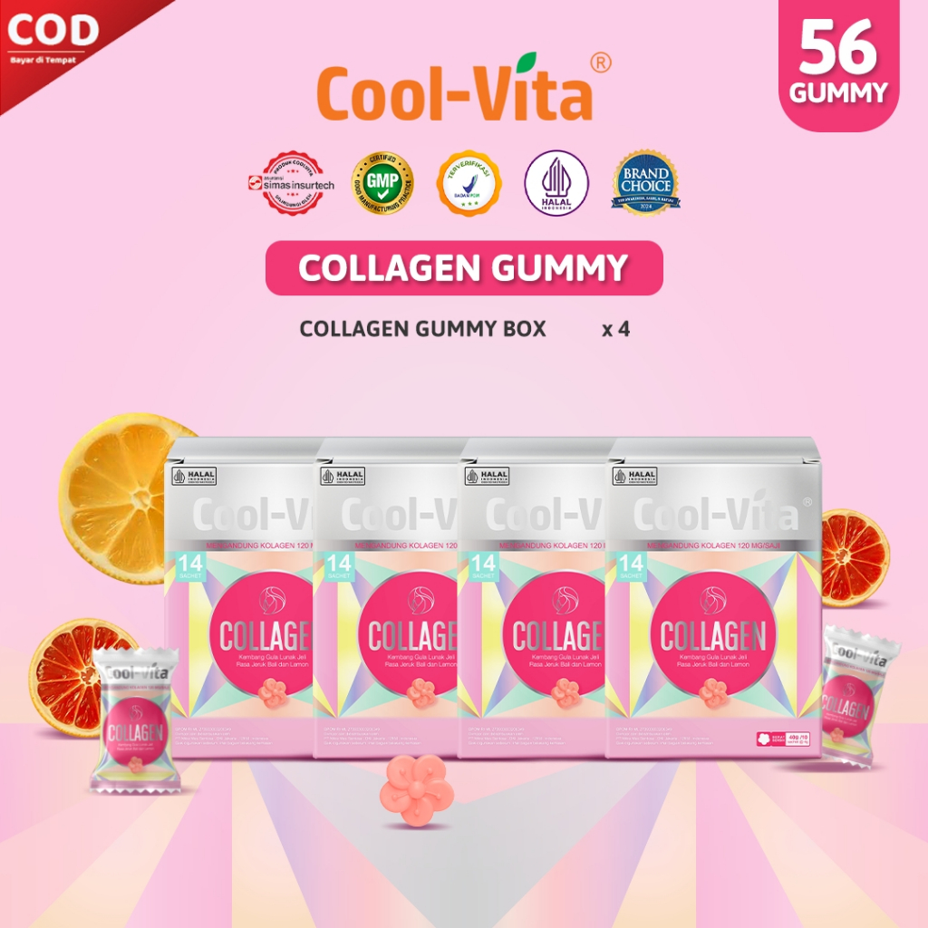 Jual Coolvita 4 Box Collagen Gummy Rasa Jeruk Bali dan Lemon | Gummy ...