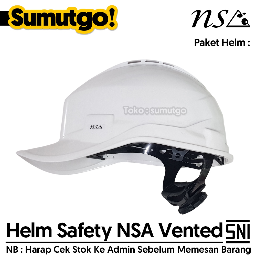 Jual Helm Safety Proyek NSA Vented WARNA PUTIH + ikat Kepala Putar ...