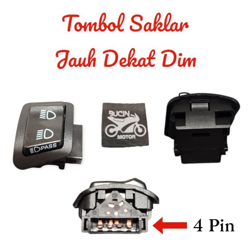 Jual Saklar Pass Beam 4 titik Saklar Tombol Lampu Pass Dim Beam 4 Pin ...