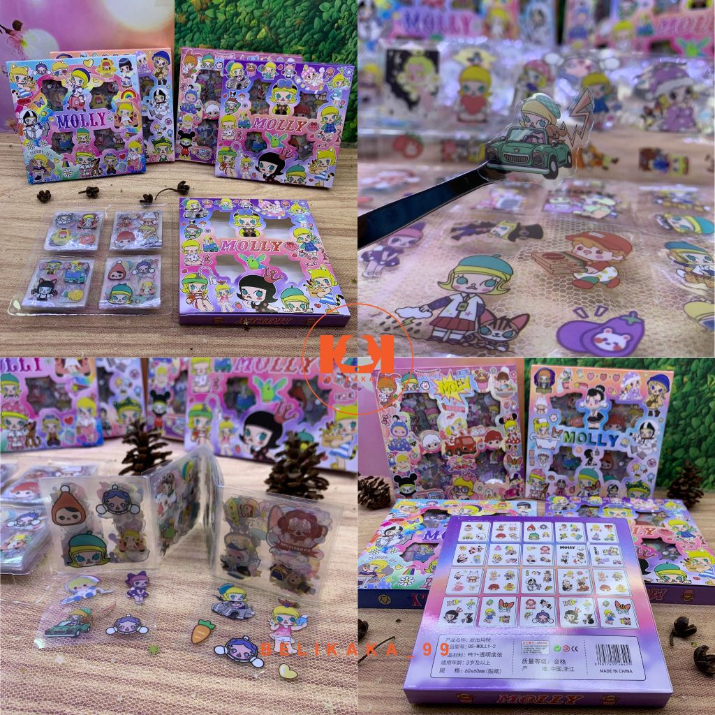 Jual (1 BOX 100 PCS) STICKER AESTHETIC LUCU TRANSPARANT ANTI AIR MOTIF ...