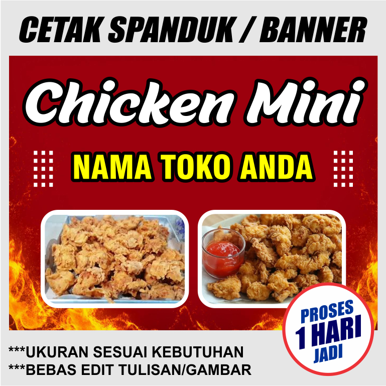 Jual spanduk banner chicken mini benner jualan custom | Shopee Indonesia