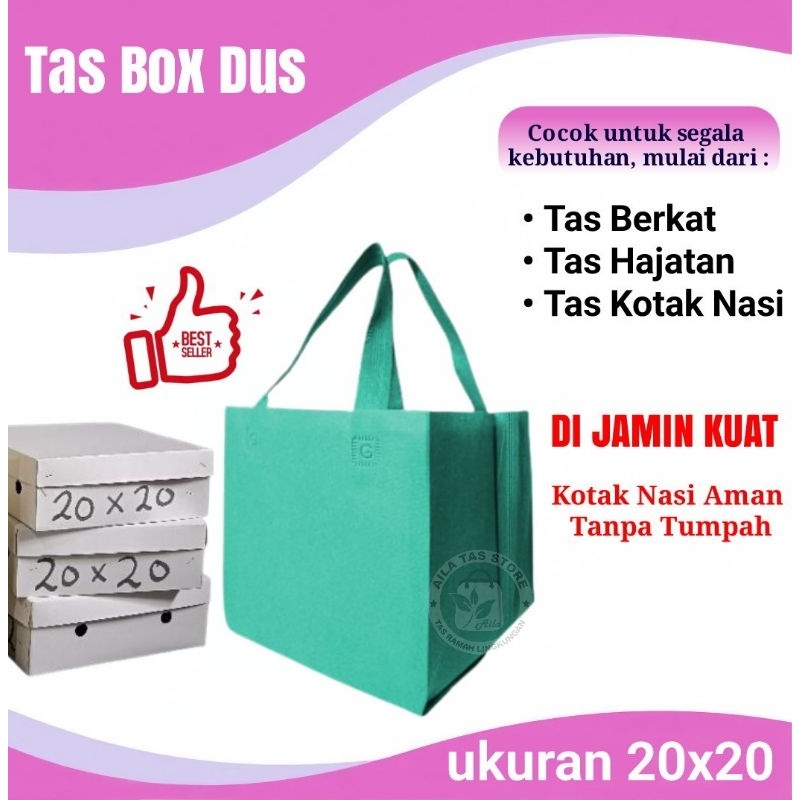 Jual ( 12 PCS ) Tas Box Dus pres 20x20 | Tas Kotak Nasi | Tas Box Hajatan Harga Per Lusin ...