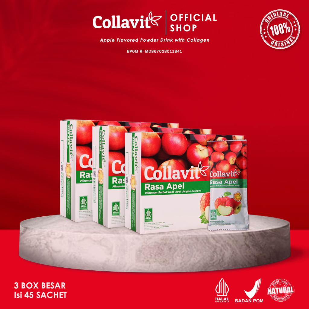 Jual COLLAVIT - 3 Box Besar Isi 45 Sachet Collagen Drink Bebas Flek ...