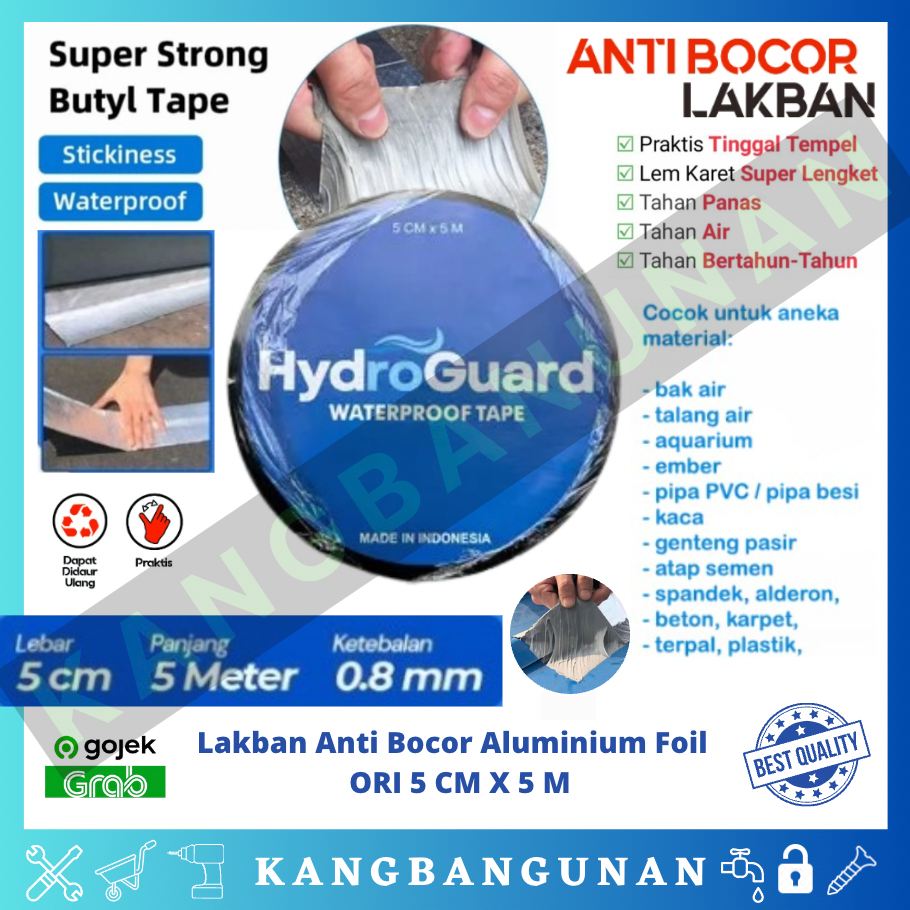 Jual Lakban Anti Bocor Aluminium Foil Super Kuat Anti Bocor Waterproof Tape HydroGuard 5 CM X 5 ...