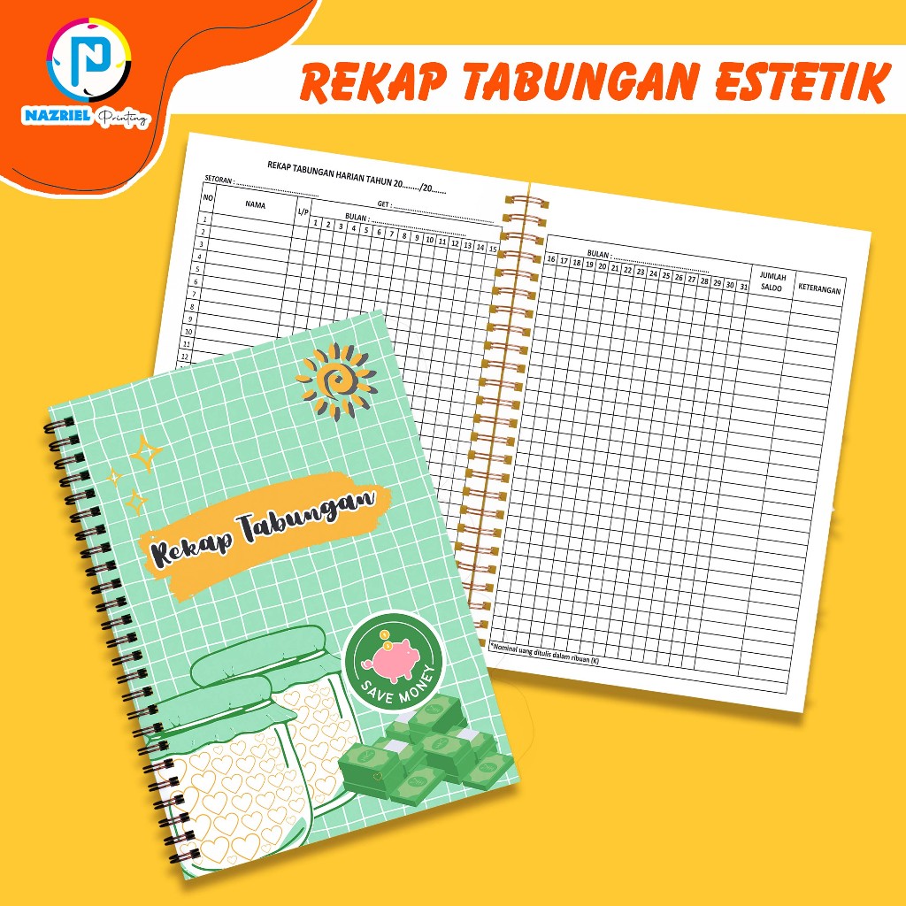 Jual (NON CUSTOM) BUKU REKAP TABUNGAN ESTETIK AESTHETIC HARIAN A4/B5/A5 ...