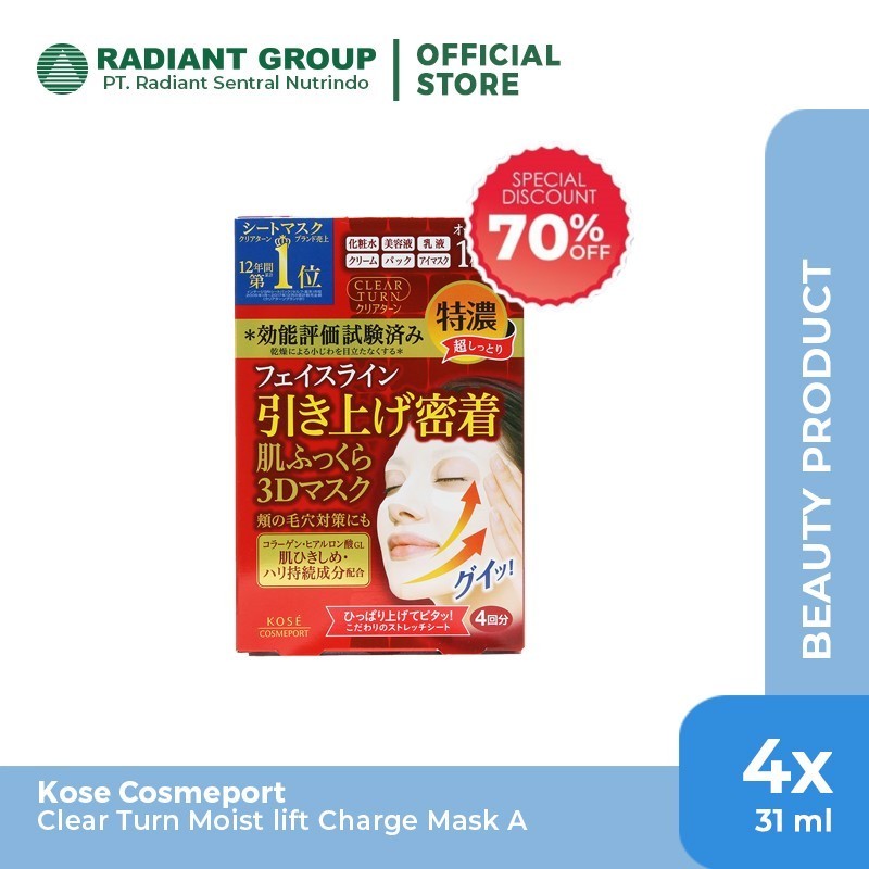 Jual Kose Cosmeport Clear Turn Moist Lift Charge Mask A - 4 Sachet ...