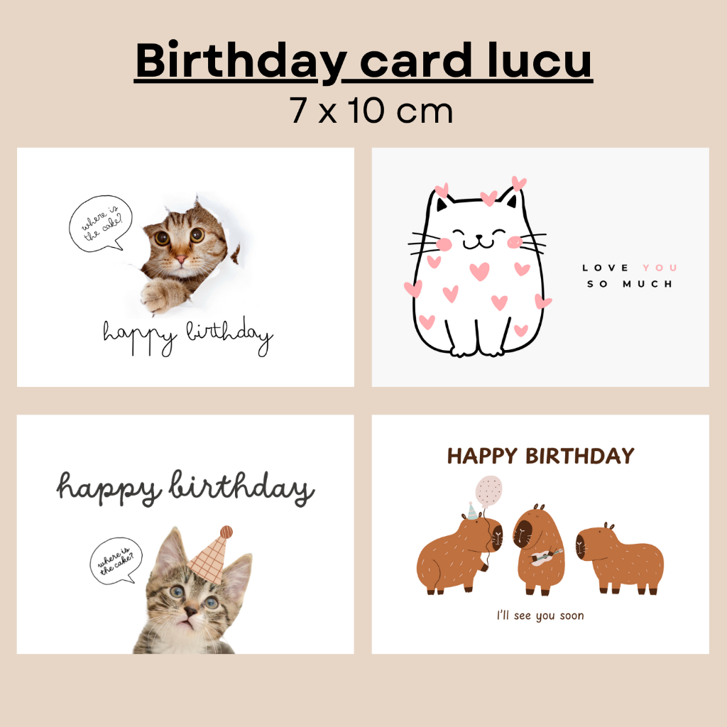 Jual Sticker Birthday Card Lucu Ukuran 7x10, Kartu Ucapan Ulang Tahun ...
