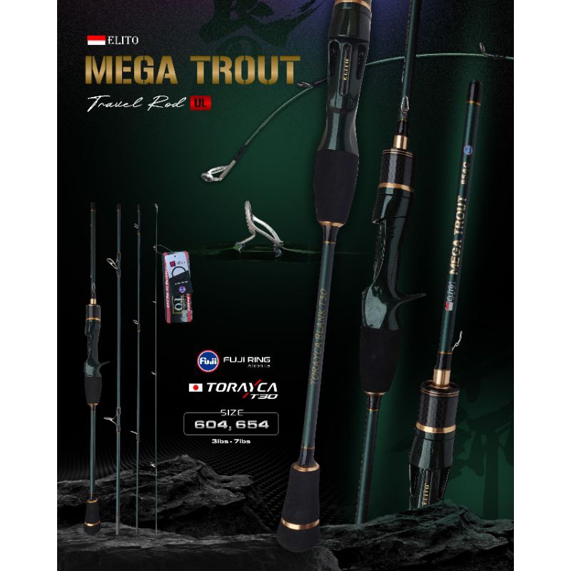 Jual TRAVEL ROD ELITO MEGA TROUT TIPE BAITCASTING FUJI ALCONITE TORAYCA ...