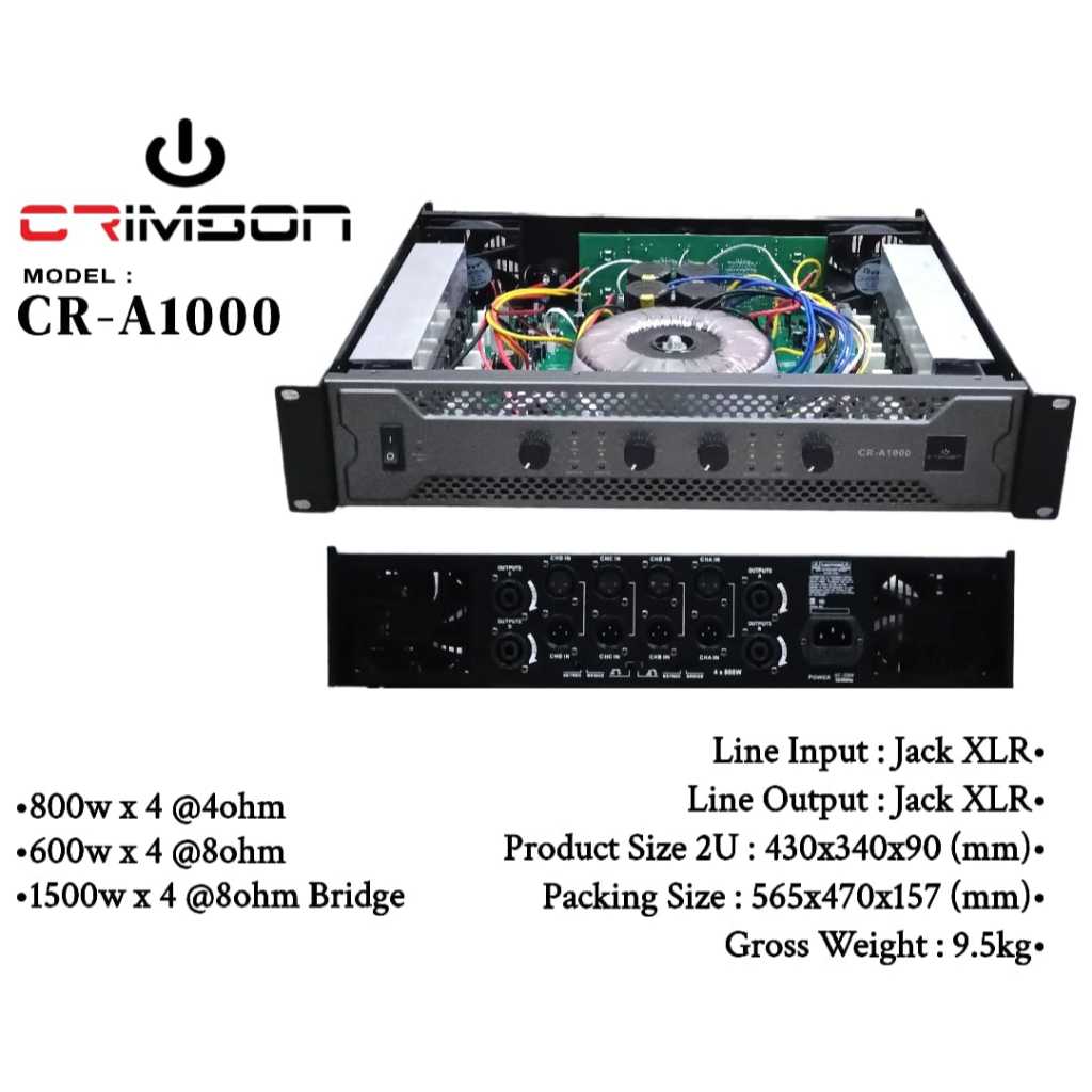 Jual POWER AMPLIFIER CRIMSON CR-A1000 ORIGINAL | Shopee Indonesia