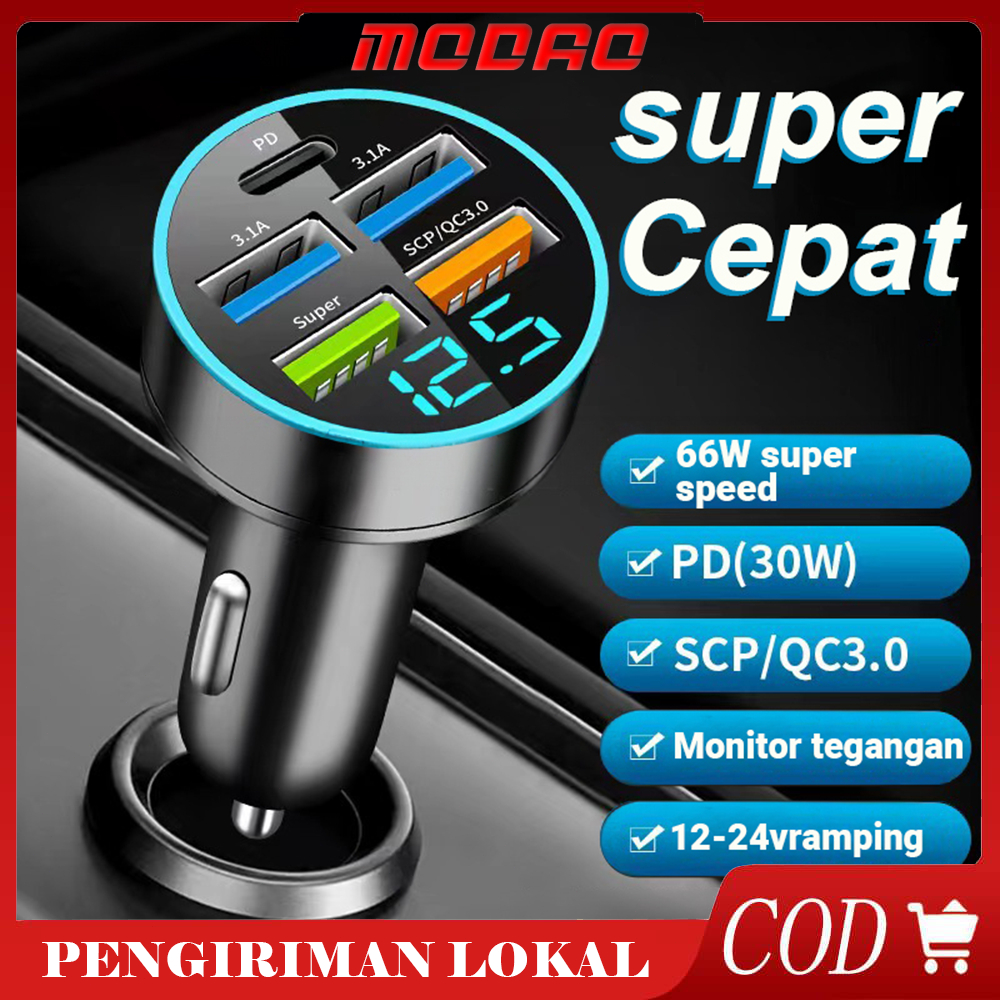 Jual Car Charger Colokan Charger Mobil 5 Ports 3.1A 12V-24V Output Fast ...