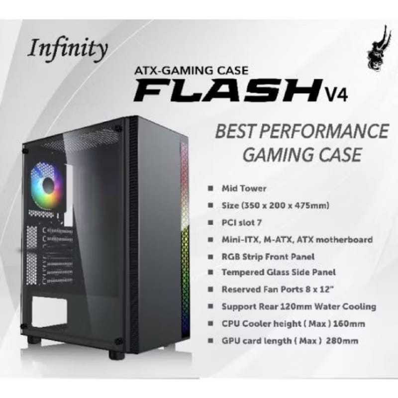 Jual Casing PC Gaming Infinity Flash V4 Tempered Glass ATX mATX RGB ...