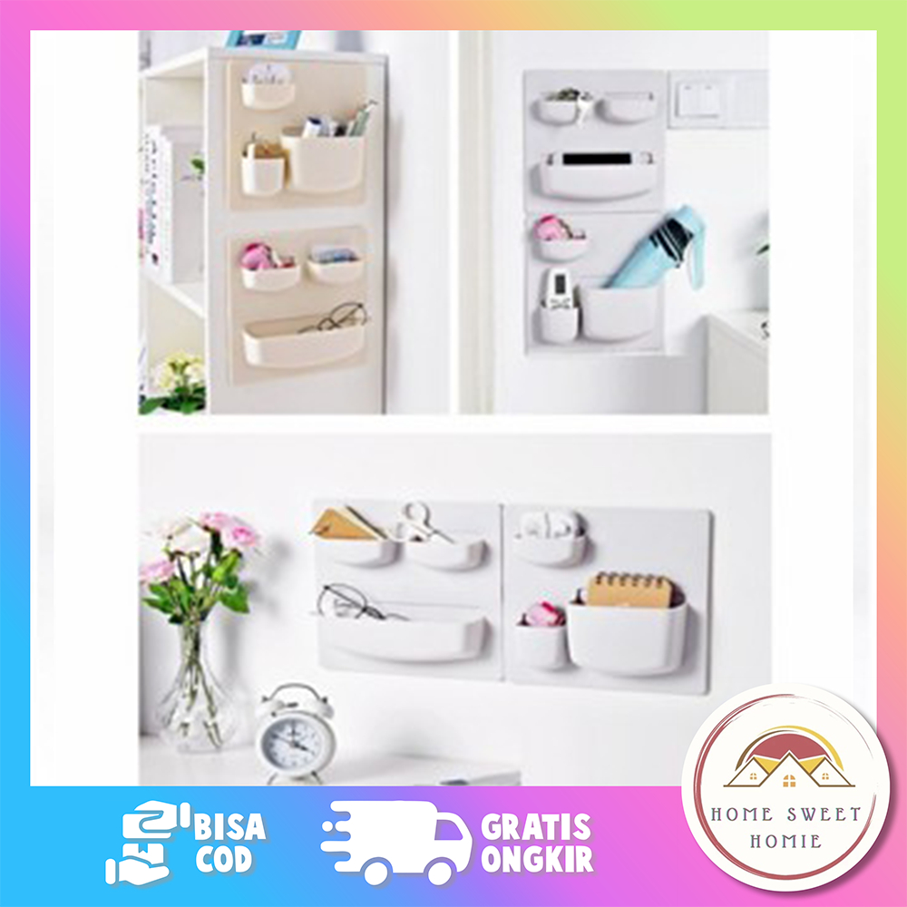Jual Rak Organizer Tempel Dinding Minimalis 3 Kantong Rak Tempel ...