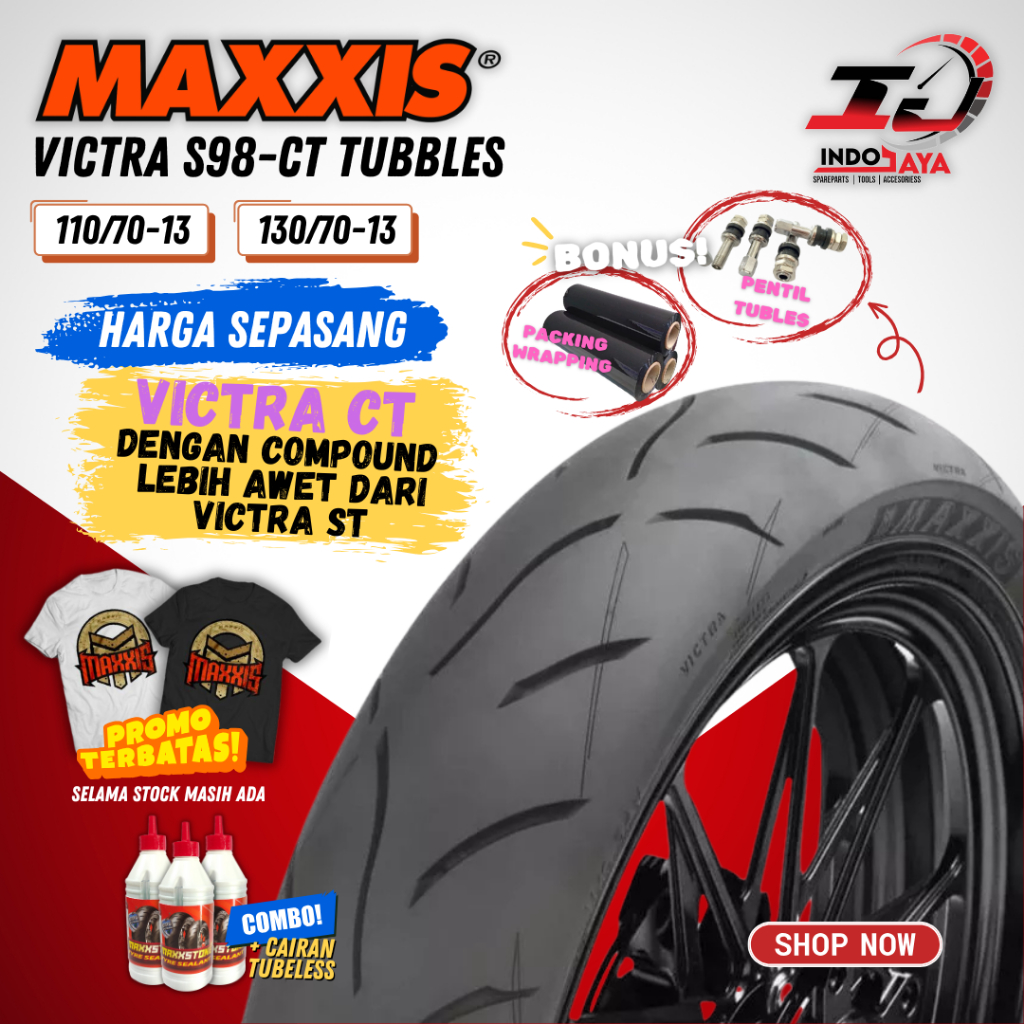Jual [SEPASANG] (READY STOCK) BAN MAXXIS VICTRA CT TUBELESS (110/70 - 120/70 - 130/70 - 140-70 ...