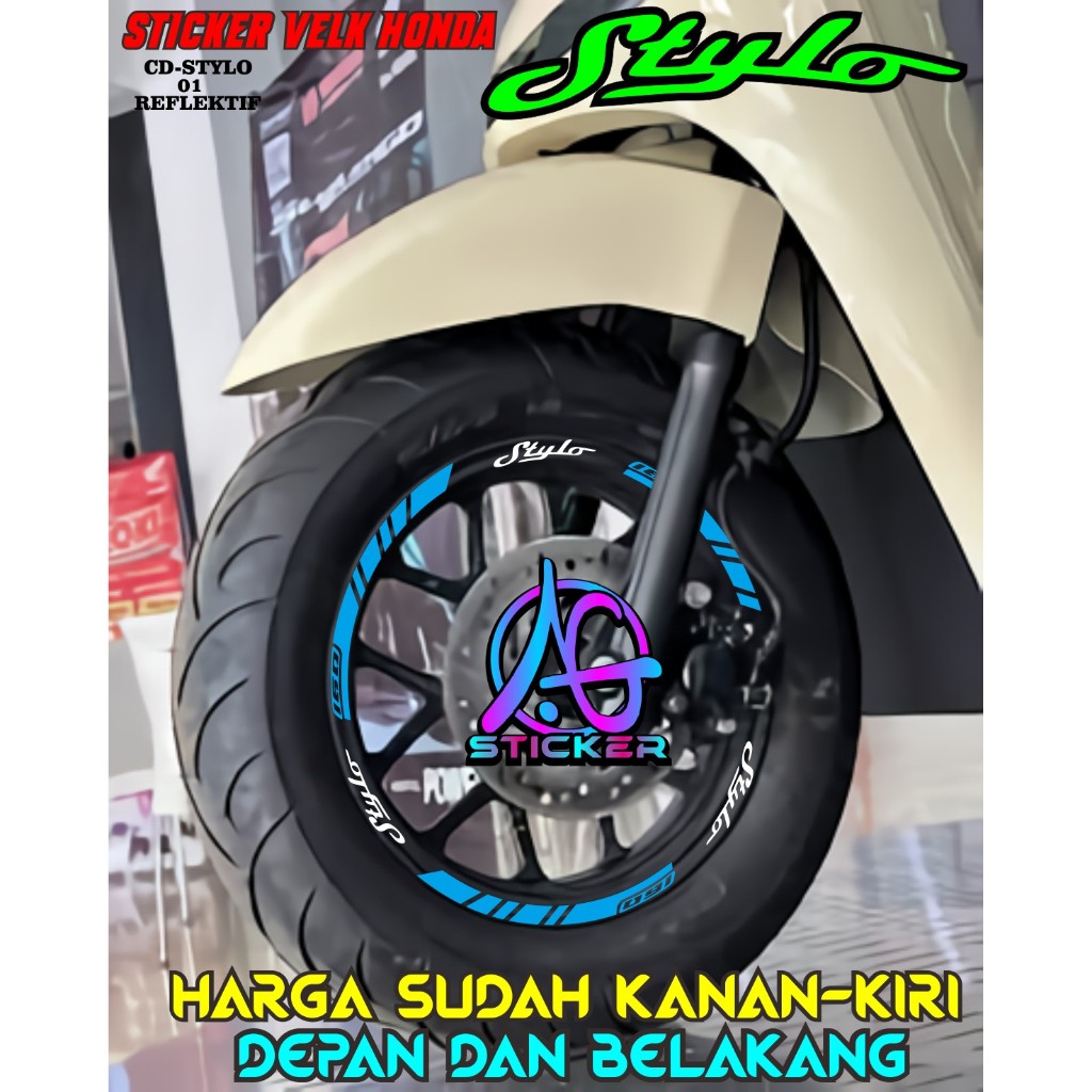 Jual STICKER VELG PELEK HONDA STYLO 160 UNTUK TIPE CBS GLAM RED MERAH ...