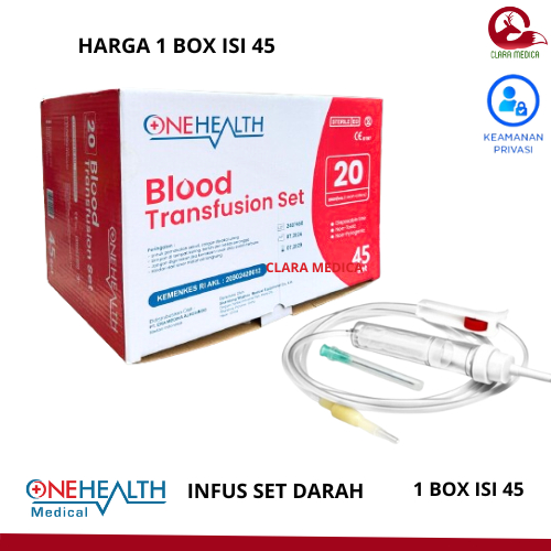 Jual Infus Blood Transfusion Set Selang Infus Onehealth 1 Box isi 45 ...
