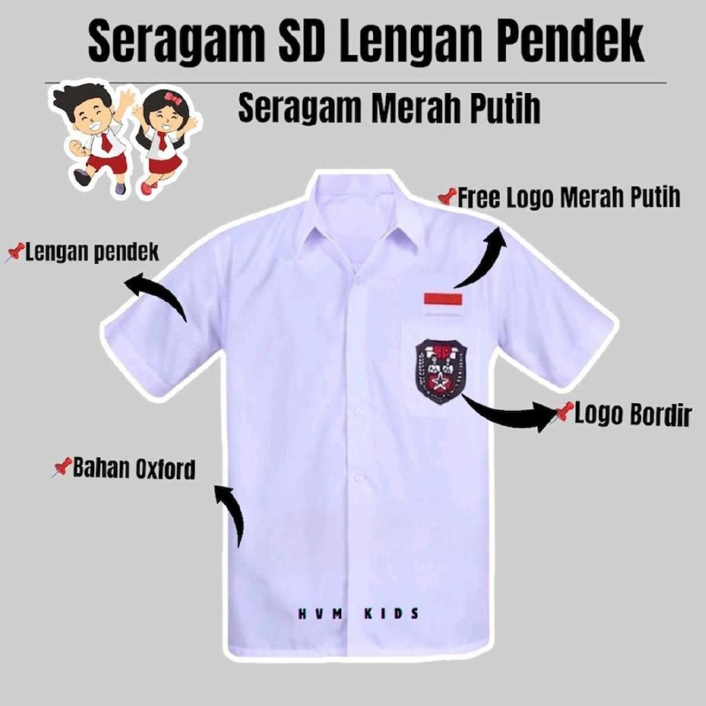 Jual Baju SD MI Pendek / Seragam Sekolah SD MI Putih / Baju Atasan SD ...
