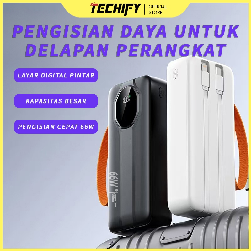 Jual Power Bank 100000mAh PD Fast Charging Powerbank Kabel Terintegrasi ...