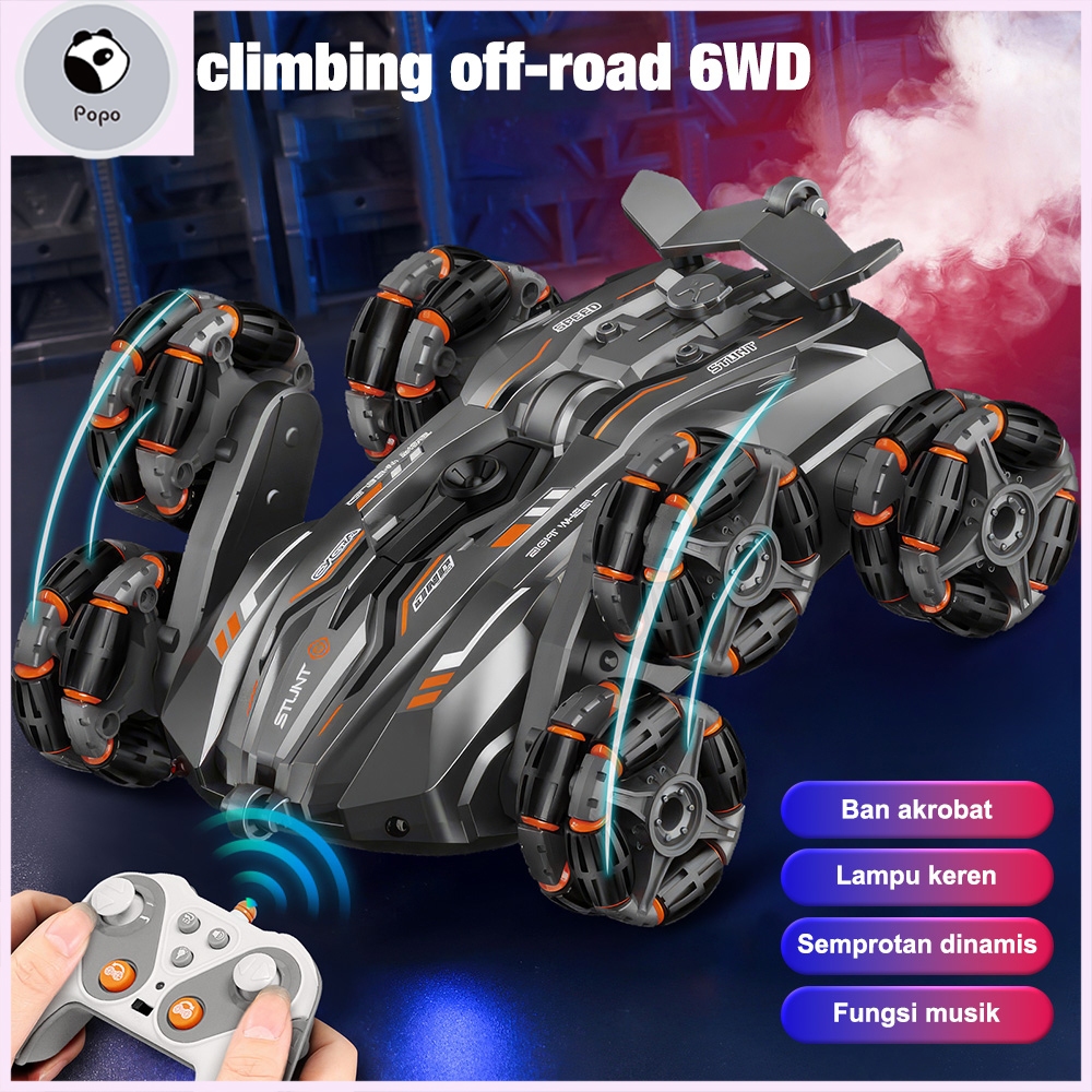 Jual Mainan Mobil Remote Control RC 2.4G 6Roda Mobil climbing off-road 6WD Dengan Lampu+Spray ...