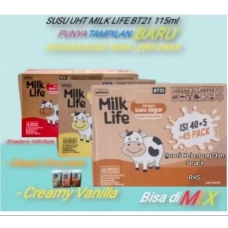 Jual MILK LIFE SUSU UHT BT21 115ML 1DUS ISI 45PCS | Shopee Indonesia