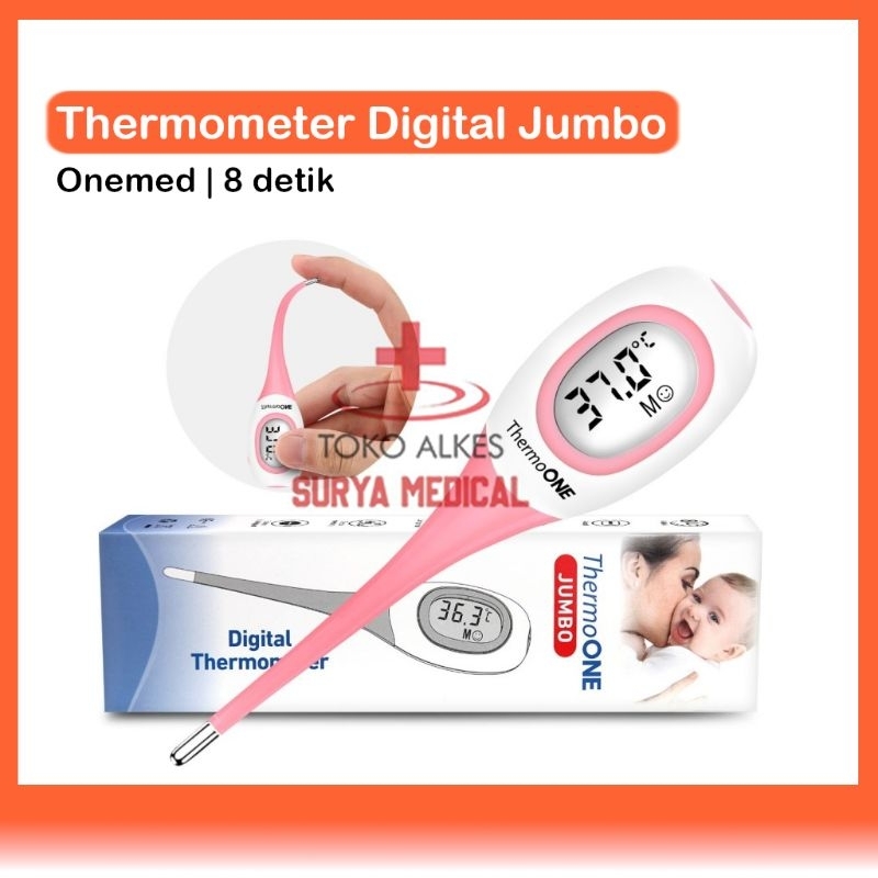 Jual OneMed Thermometer Digital Flexible Tip Big LCD Termometer Instant ...