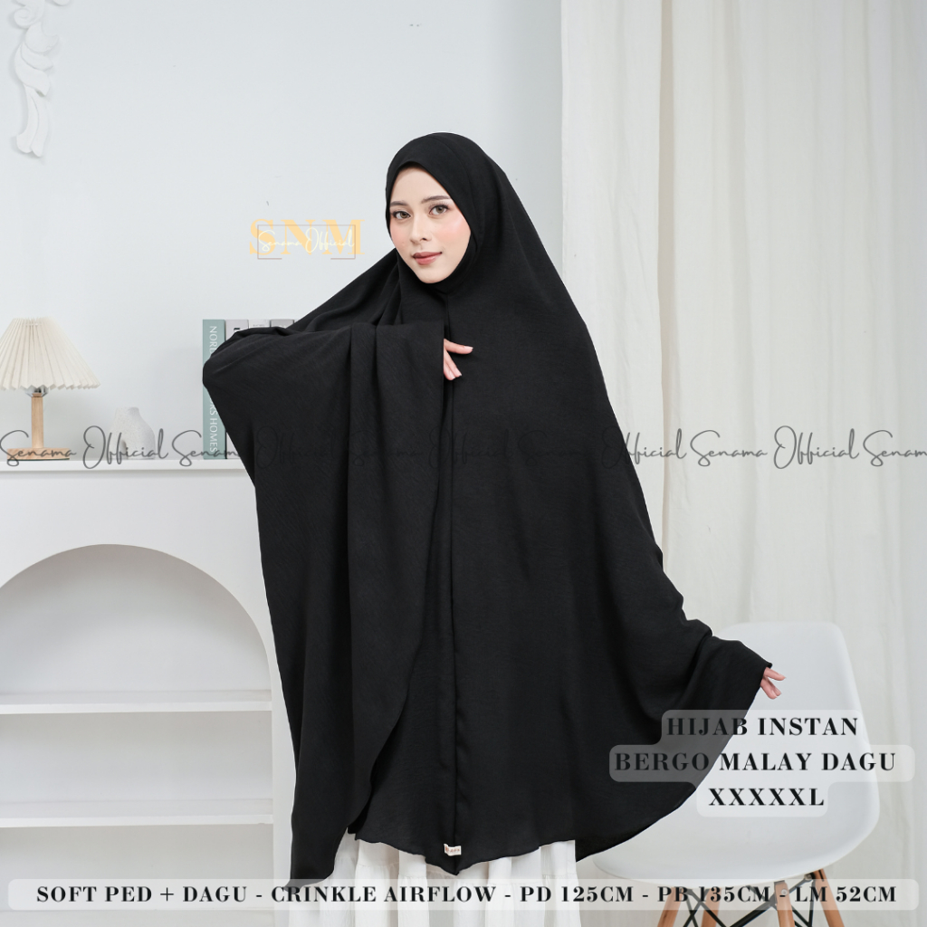 Jual Hijab Malay Dagu - Khimar Instan Super Jumbo Pet malay + Dagu Crinkle Airflow Premium ...