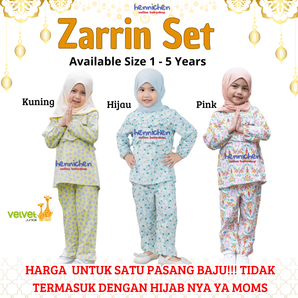 Jual VELVET JUNIOR RAYYA COLLECTION ZARIIN SETCEL SETELAN BAJU CELANA ...