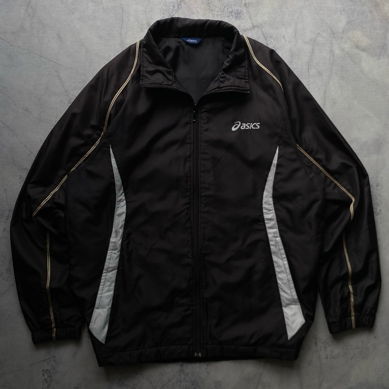 Jual Windbreaker Jacket Asics (black white) | Shopee Indonesia