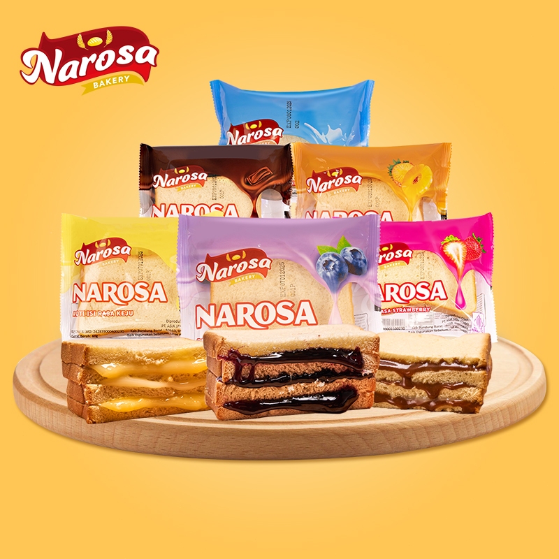 Jual Narosa 60g Roti Halal Lembut Roti Strawberry Blueberry Cokelat ...