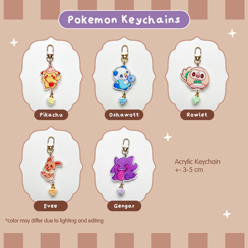 Jual Pokemon Keychain, Cute, Gantungan Kunci Lucu, Pikachu, Rowlet ...