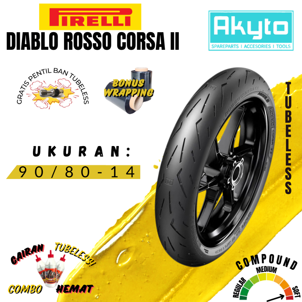 Jual BAN PIRELLI / DIABLO ROSSO CORSA II / DRC 2 / BAN TUBELESS SOFT ...