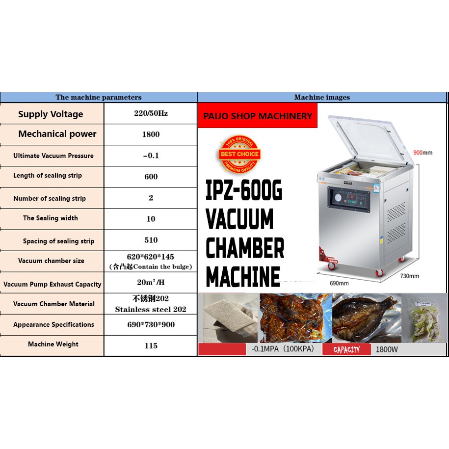 Jual MESIN VAKUM VACUUM KEMASAN PLASTIK CHAMBER DZ-600 | Shopee Indonesia