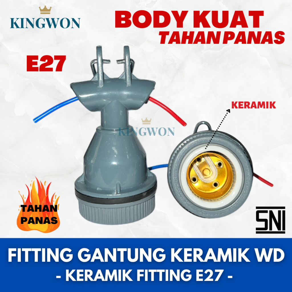 Jual FITTING GANTUNG KERAMIK WD / FITTING LAMPU WD E27 TAHAN PANAS FITTING WD FITTING LAMPU ...
