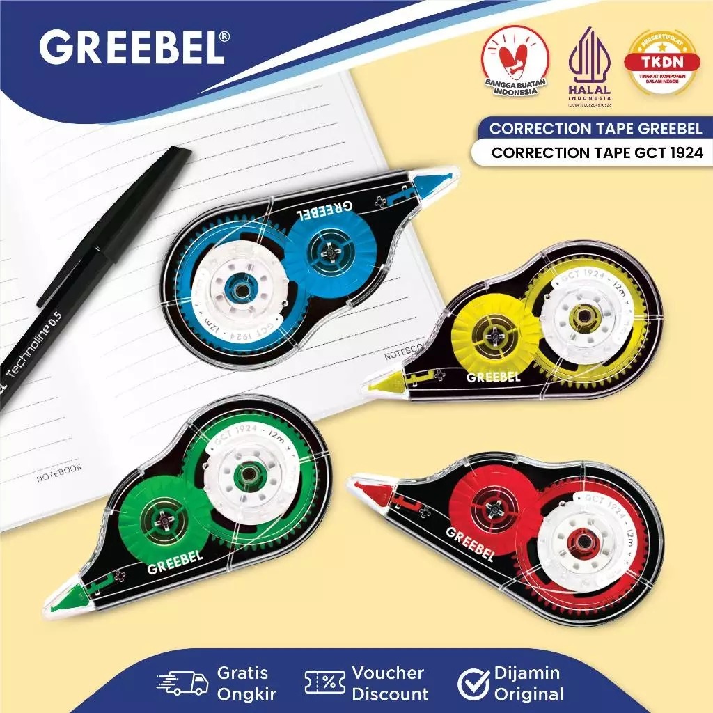 Jual GREEBEL Correction Tape GCT-1924 / Tip Ex Kertas Roll Pita Koreksi ...