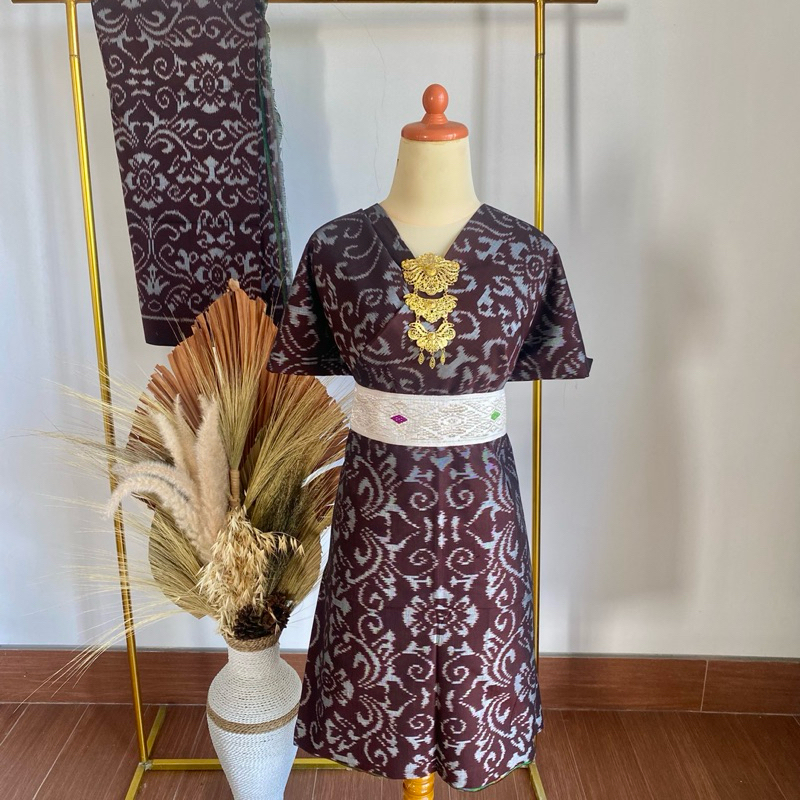 Jual KAIN TENUN ENDEK KHAS BALI MOTIF PATRA WARNA COKLAT GRINGSING ...