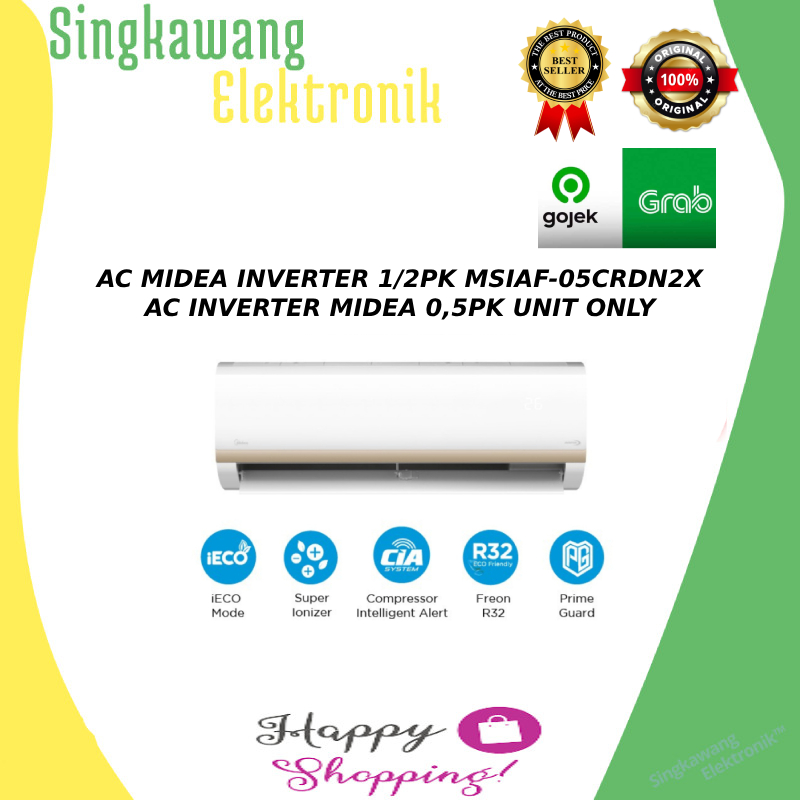 Jual AC MIDEA INVERTER 1/2PK MSIAF - 05CRDN2X AC INVERTER MIDEA 0,5PK ...