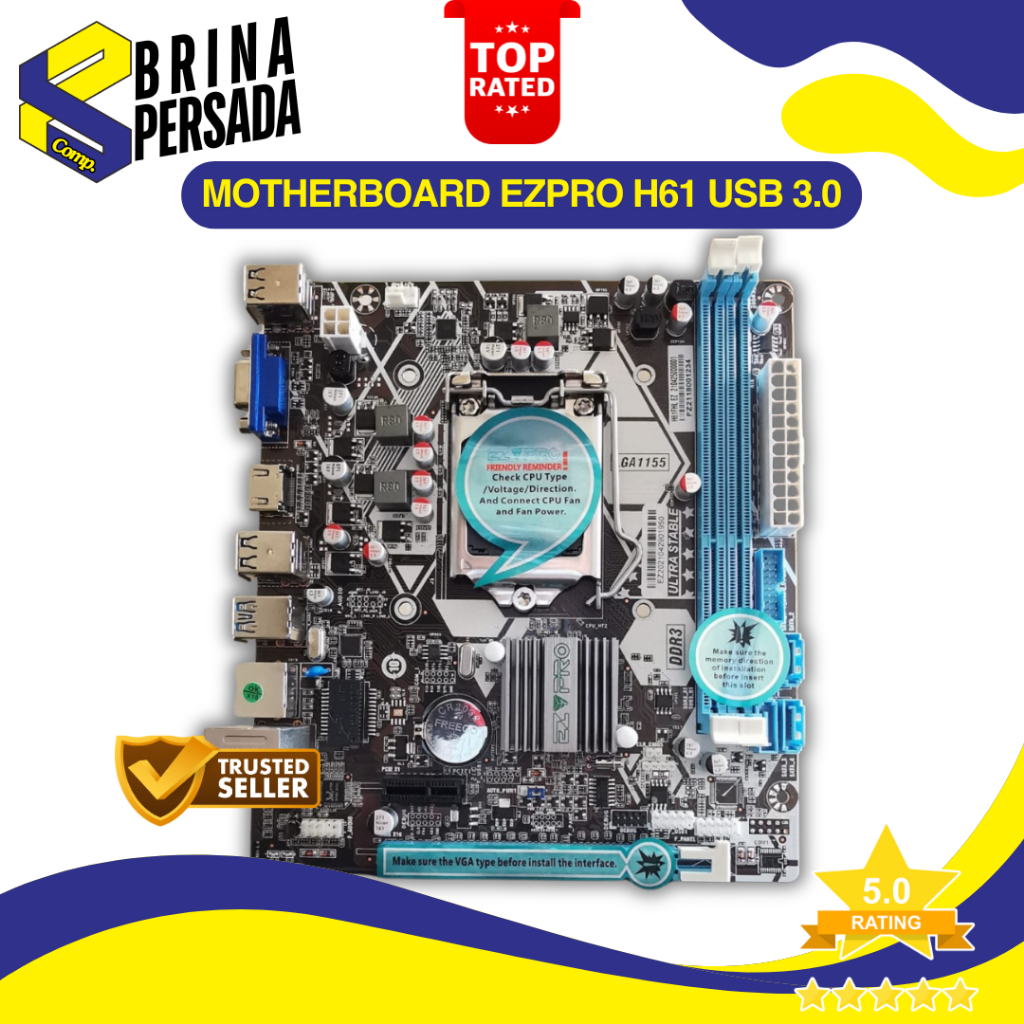 Jual Motherboard EzPro H61 USB 3.0 - Socket LGA 1155 | Shopee Indonesia