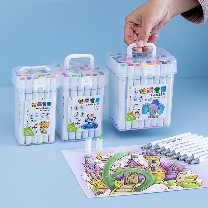 Jual 12/24/36/48 Warna Spidol Warna Spidol Sketch Marker Spidol Warna ...