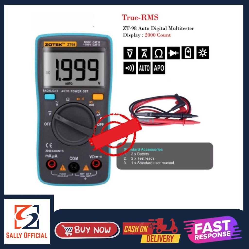 Jual AVOMETER DIGITAL ZOTEK ZT98 / MULTITESTER DIGITAL ZT98 ORIGINAL ...