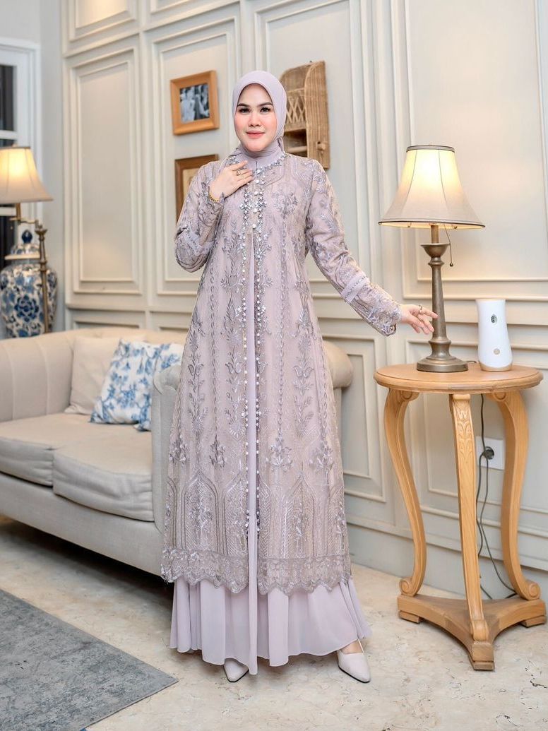 Jual SAFIRA DRESS + OUTER BRUKAT KONDANGAN GAMIS BRUKAT TERBARU GAUN KONDANGAN MUSLIMAH MAXI ...