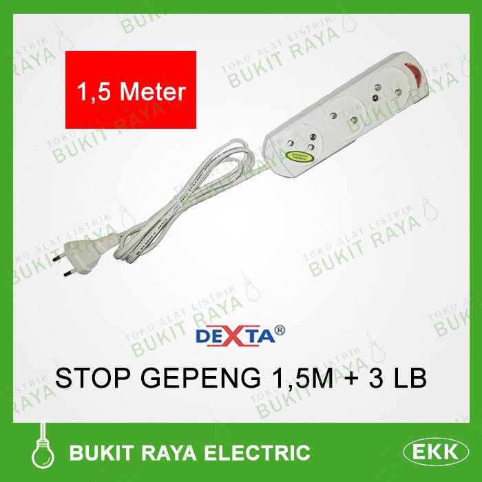 Jual Dexta Stop Kontak Gepeng 3 Lubang dengan Kabel 1,5m DX-GPG1,5M3L | Shopee Indonesia