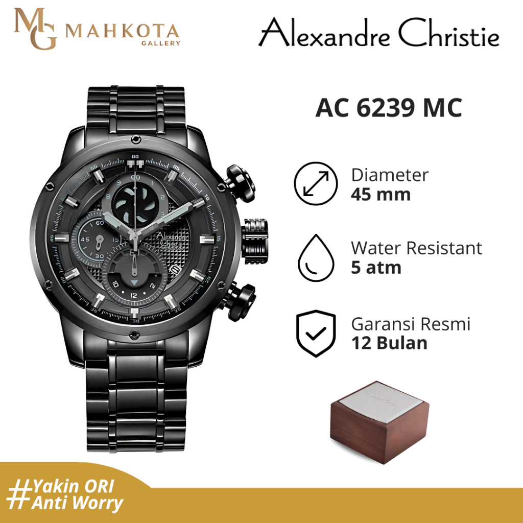 Jual Jam Tangan Pria Alexandre Christie AC 6239 MC Chronograph Aktif ...